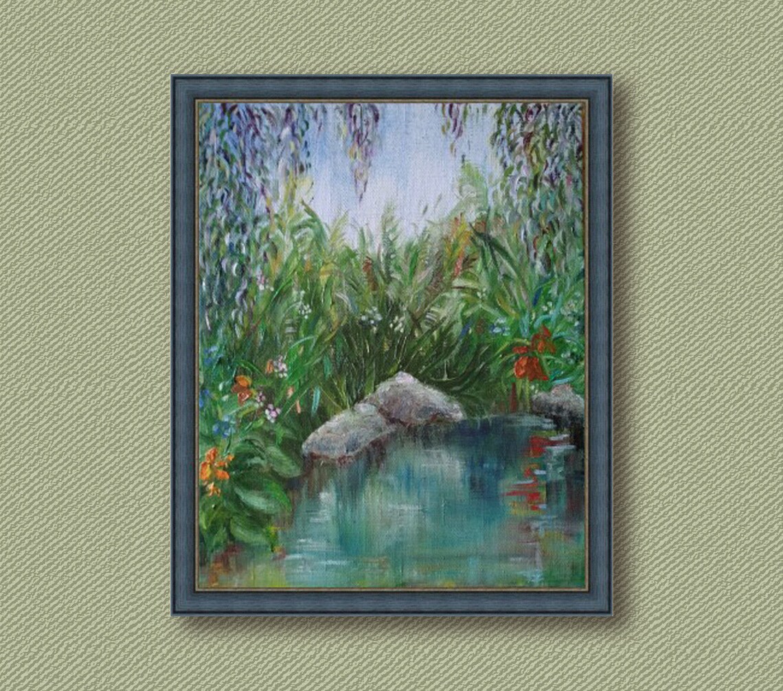 Backwater Original Oil Painting Modern Impressionism Summer Pond ...