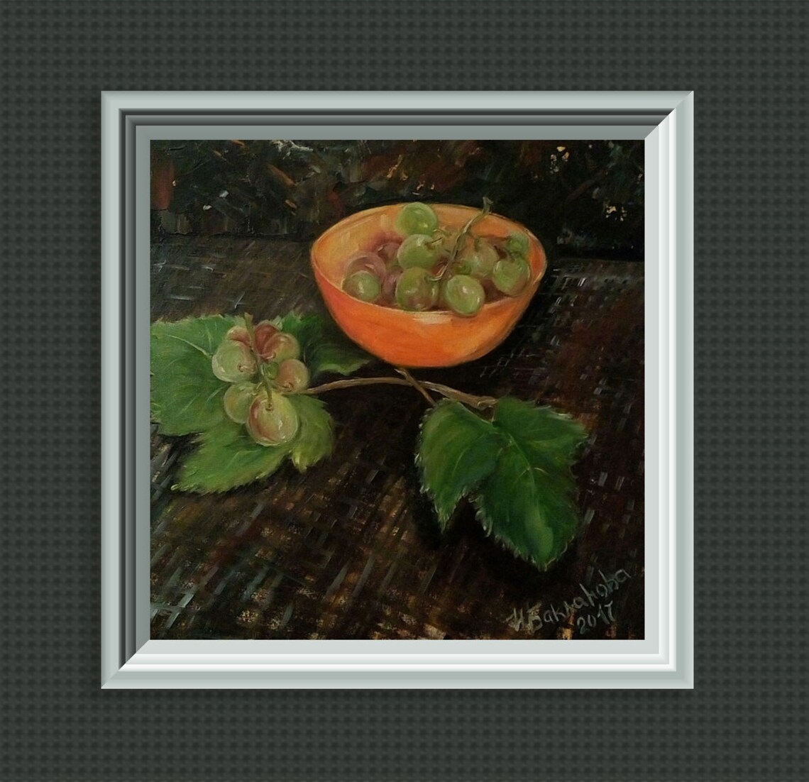 Modern Grape Still Life Warm Color Wall Art Dining Room Decor Original ...