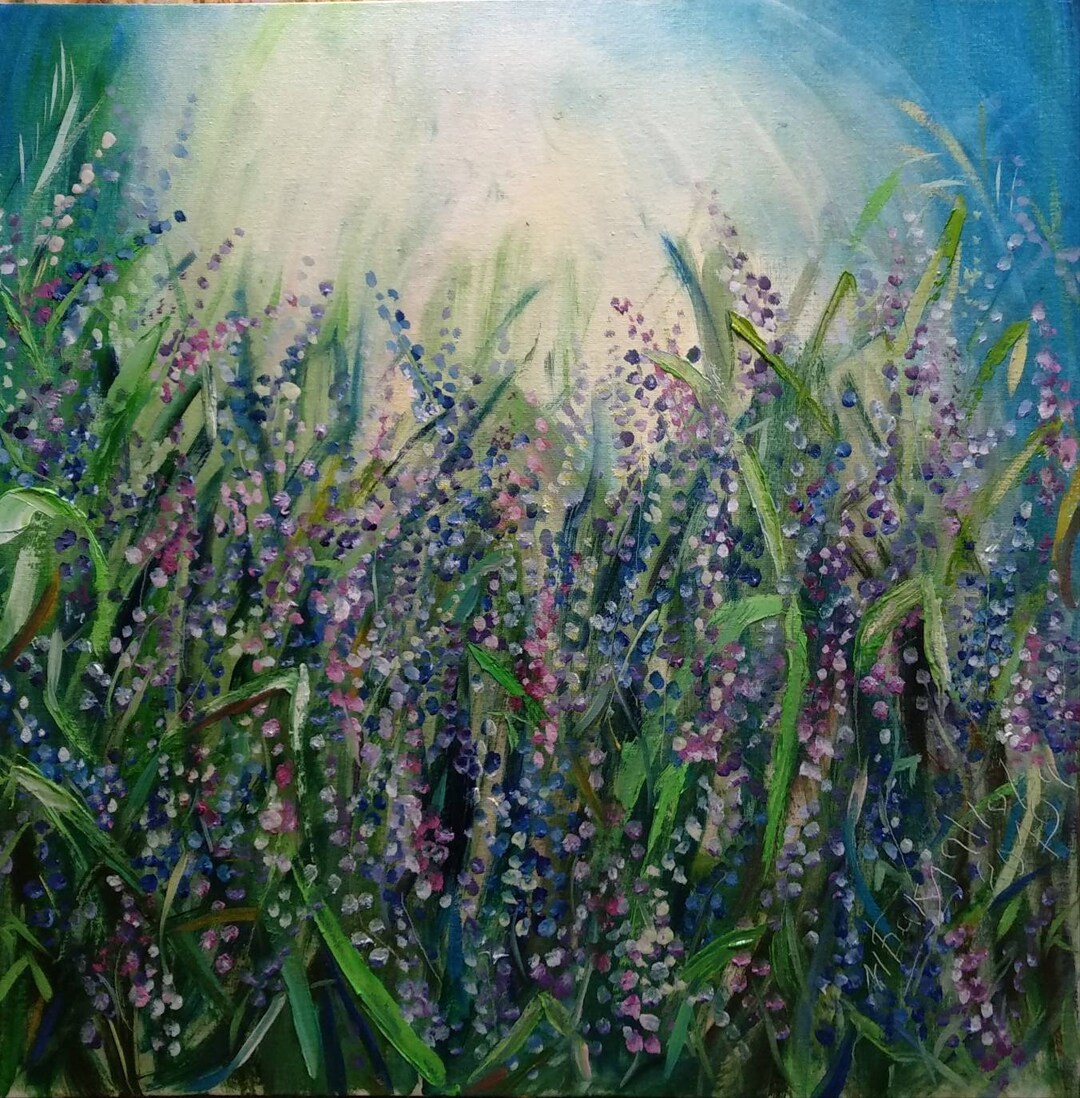 Wild Lavender Original Painting Unique Gift Contemporary Floral Wall ...