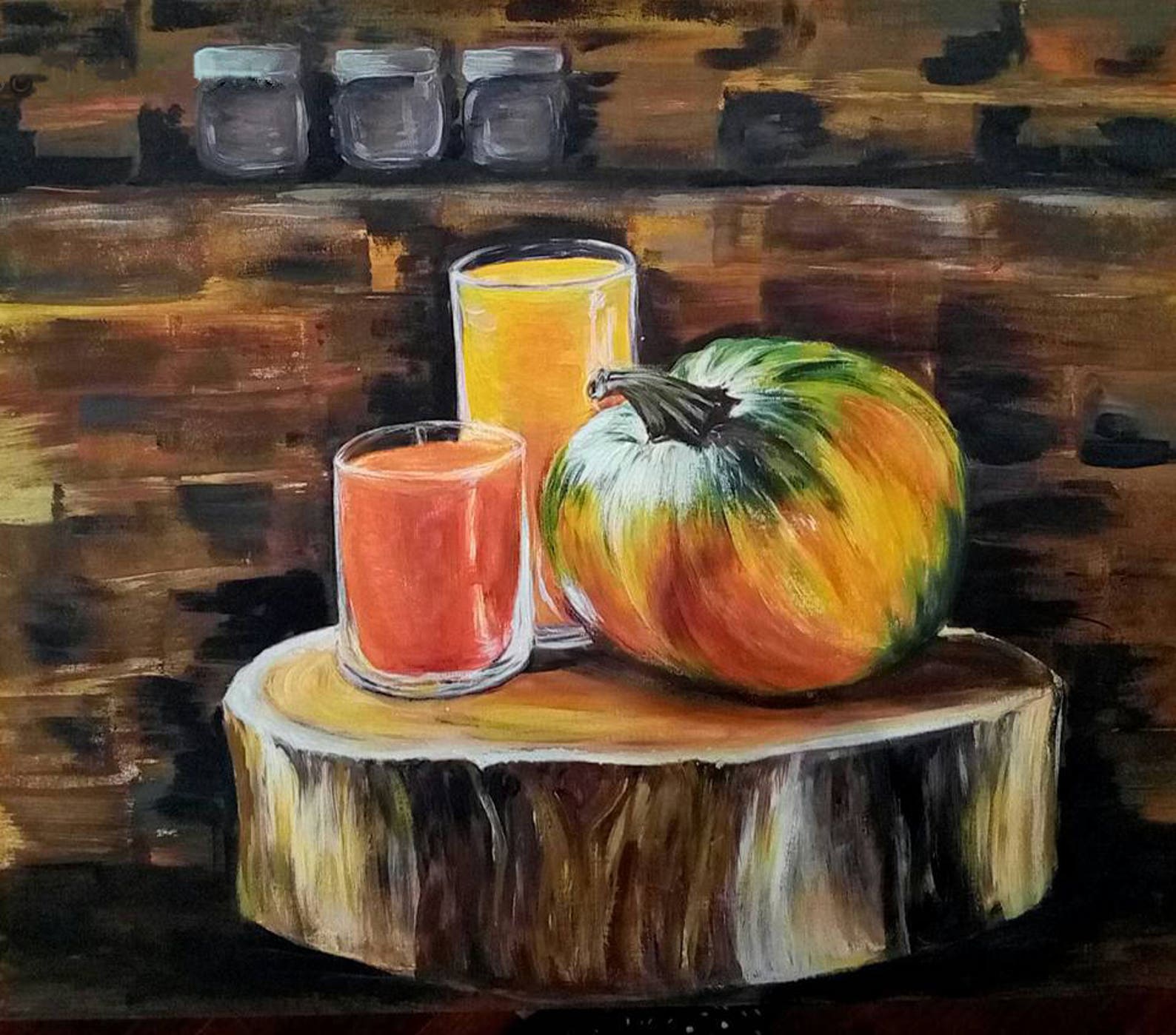 Autumn Pumpkin Still Life Halloween Gift Warm Color Dining Room Decor ...