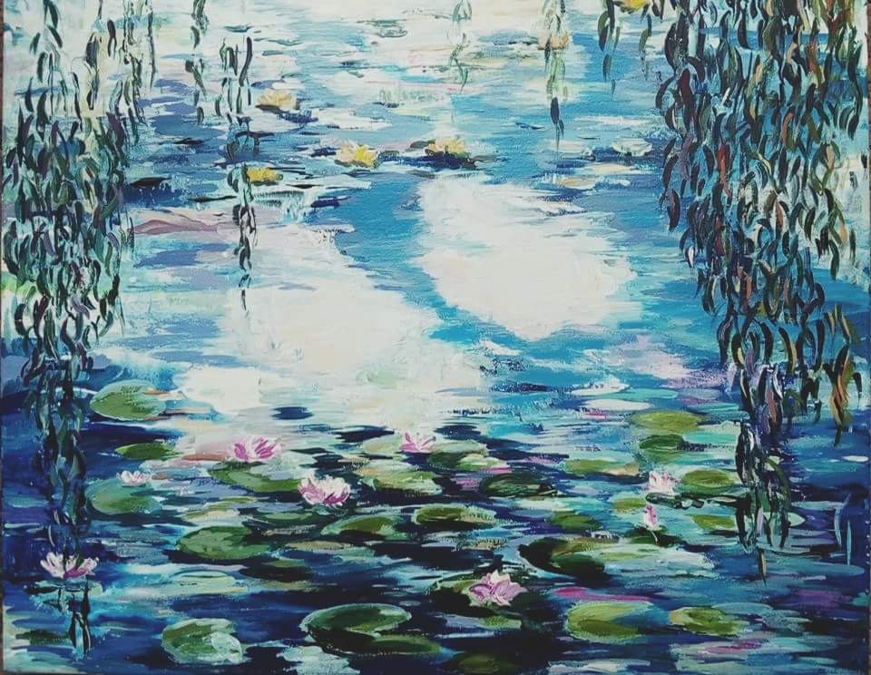 My Monet Waterlily Pond Impressionistic Waterscape Painting Vibrant ...