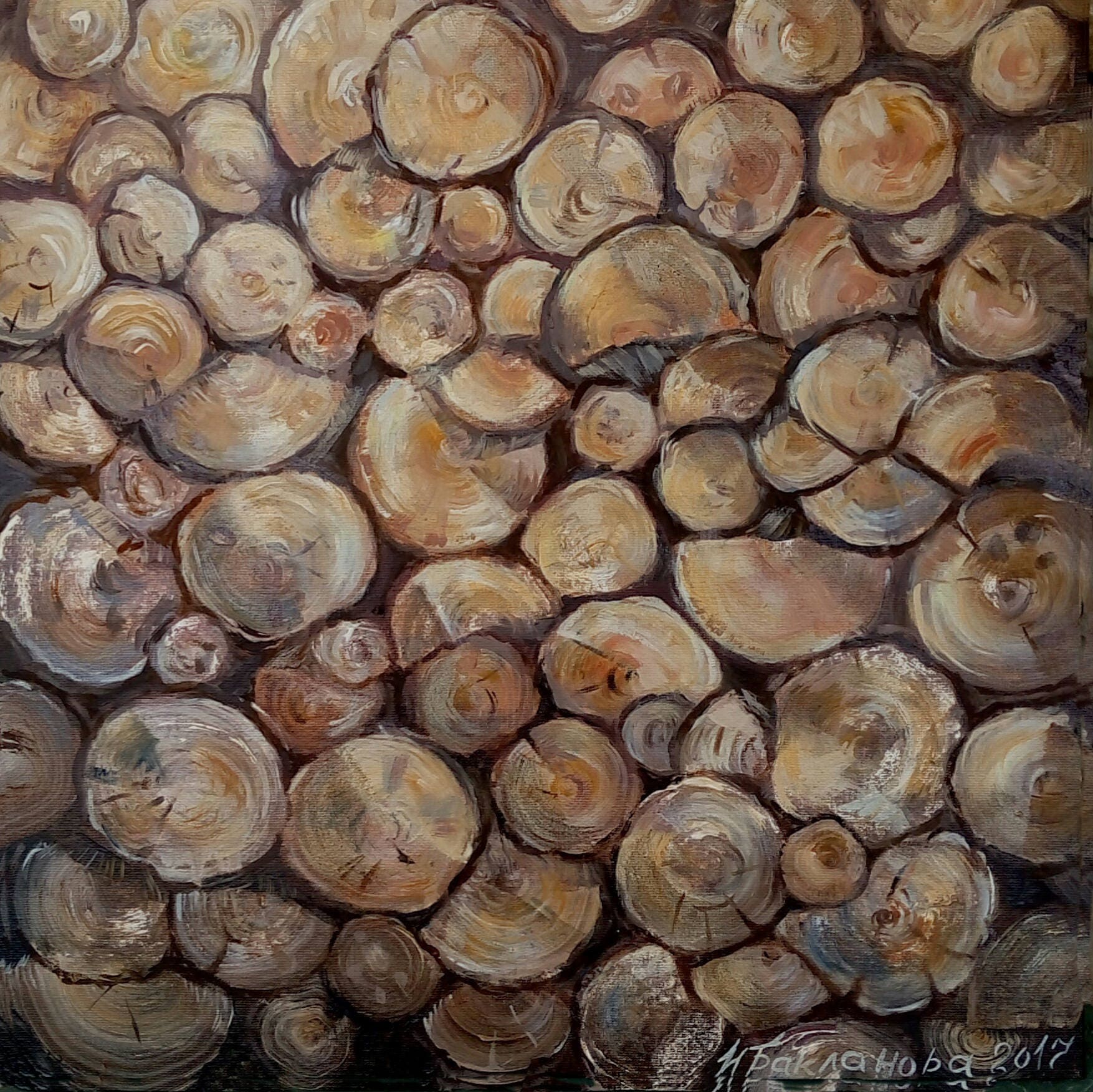 Digital Art Print From Original Painting Pile of Wood Nature Colors ...