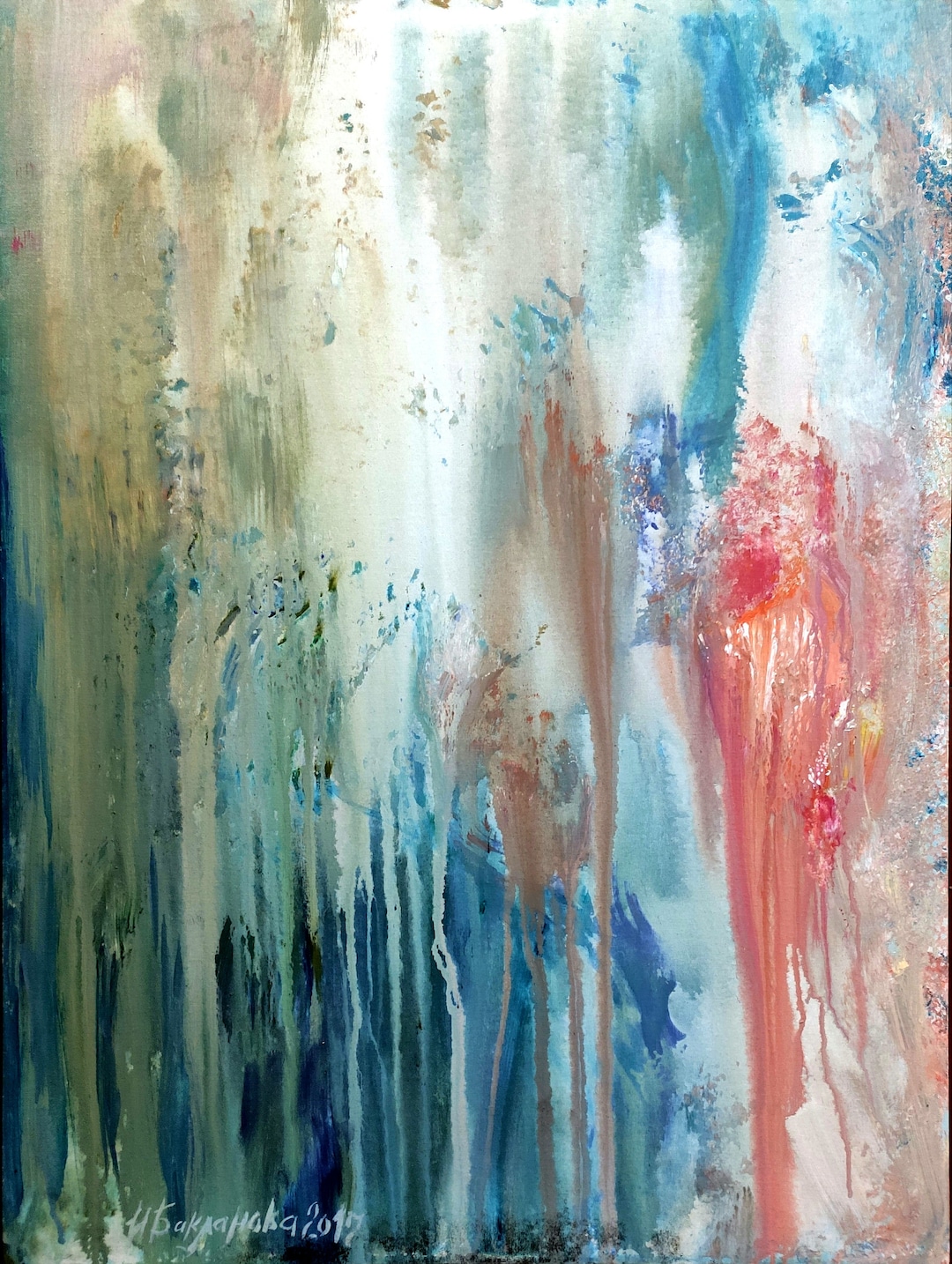 Under Rain Transformation Abstract Original Painting Pastel Colors ...