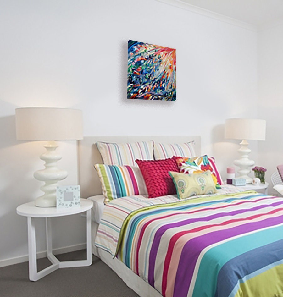 Firebird Tale Original Painting Colorful Living Room Decor Rainbow ...