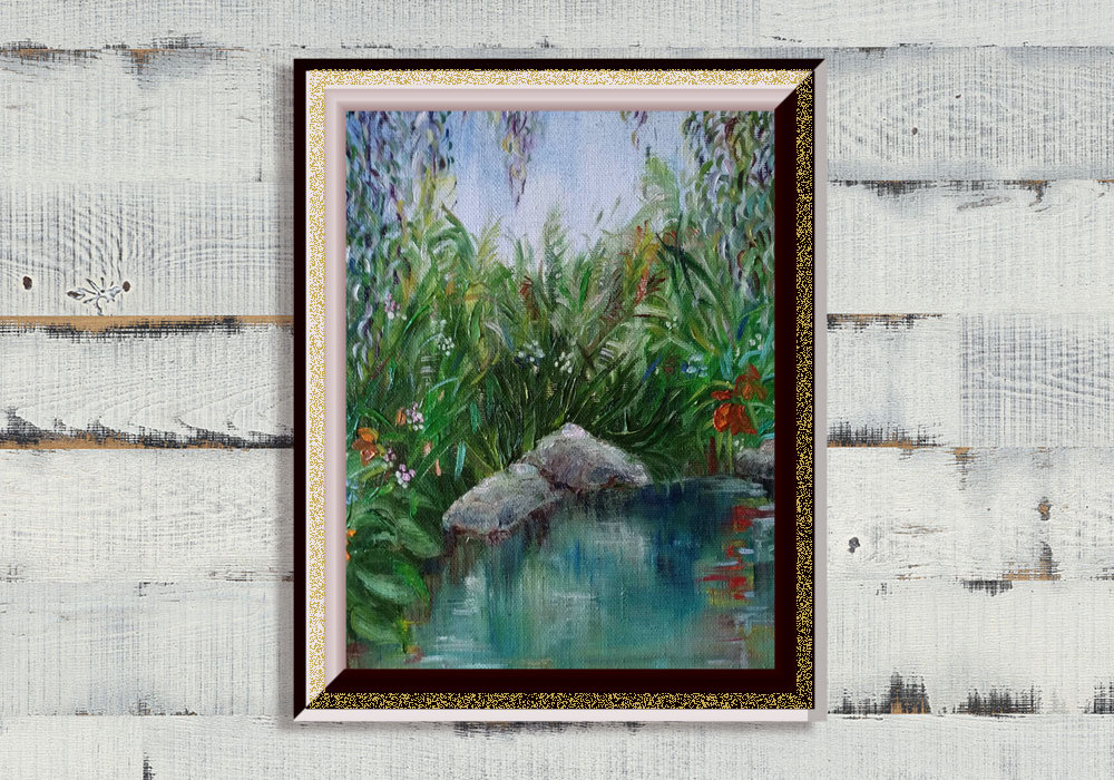 Backwater Original Oil Painting Modern Impressionism Summer Pond ...