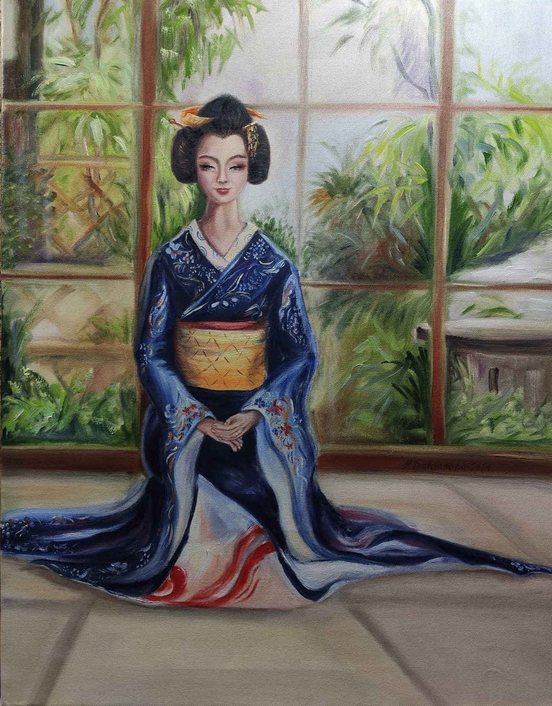 Kyoto Geisha Smile Japanese Traditional Dressed Girl Portrait Original ...