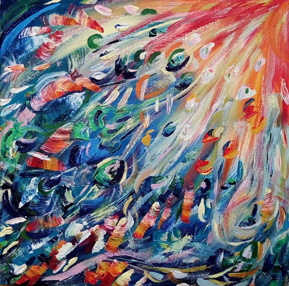 Firebird Tale Original Painting Colorful Living Room Decor Rainbow ...