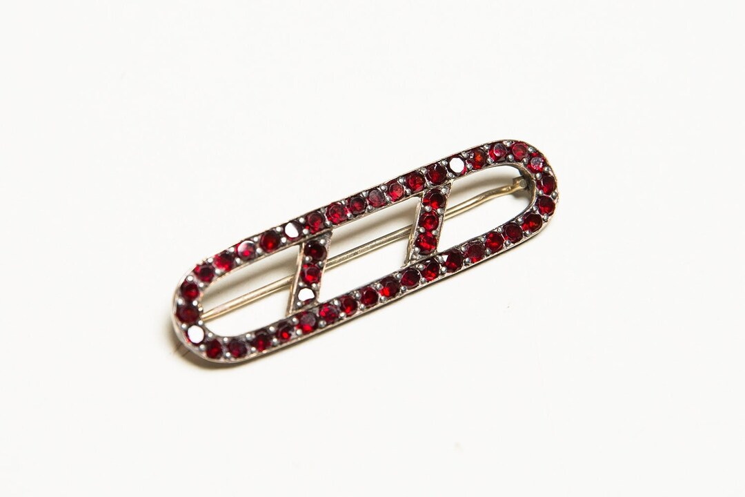Antique Bohemian Garnet Brooch Pin Victorian Style Heirloom - Etsy