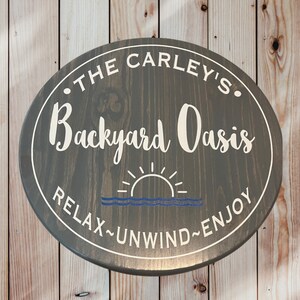 Backyard Oasis Sign | Backyard Paradise | Personalized Backyard Sign ...