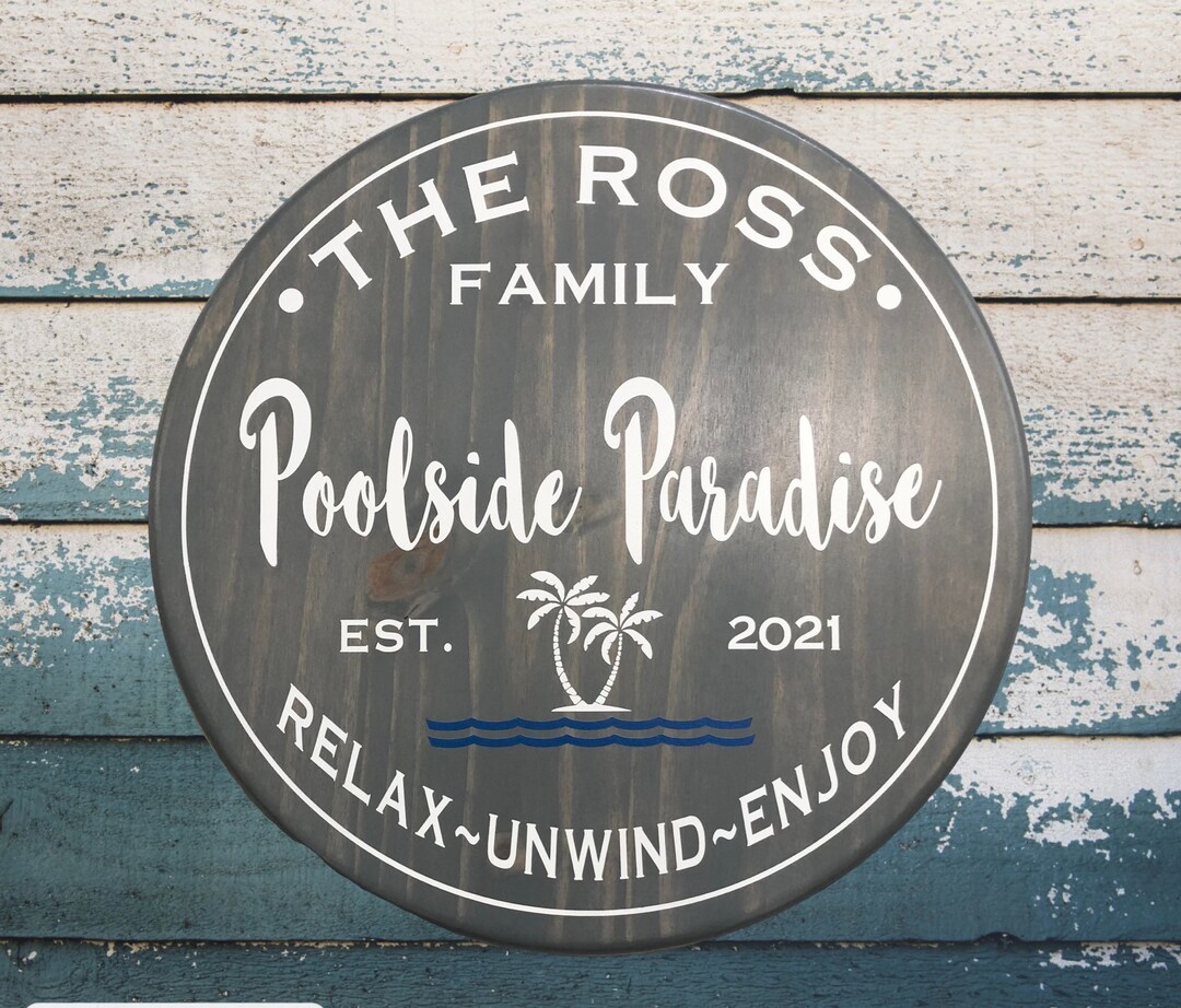Poolside Paradise Sign | Pool Oasis | Personalized Pool Sign | Custom ...