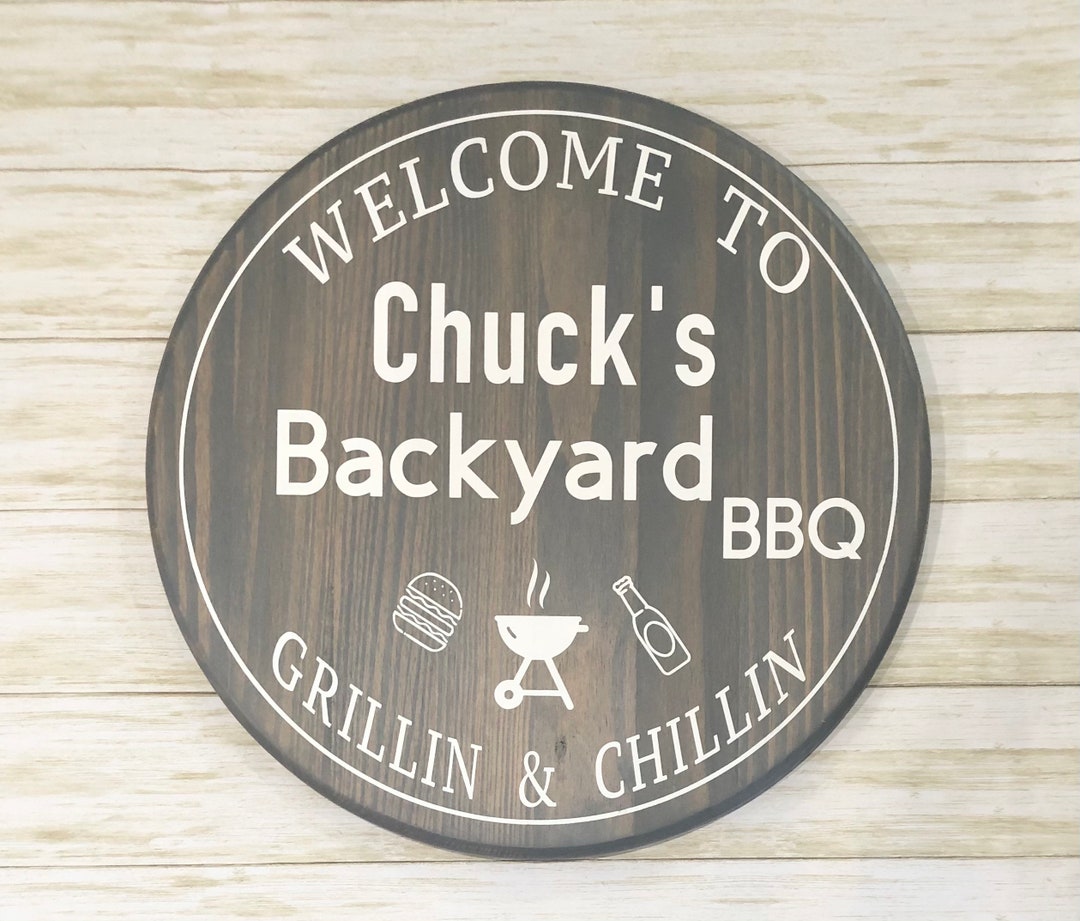 Backyard Sign Backyard Bar & Grill Sign Personalized Outdoor Sign ...
