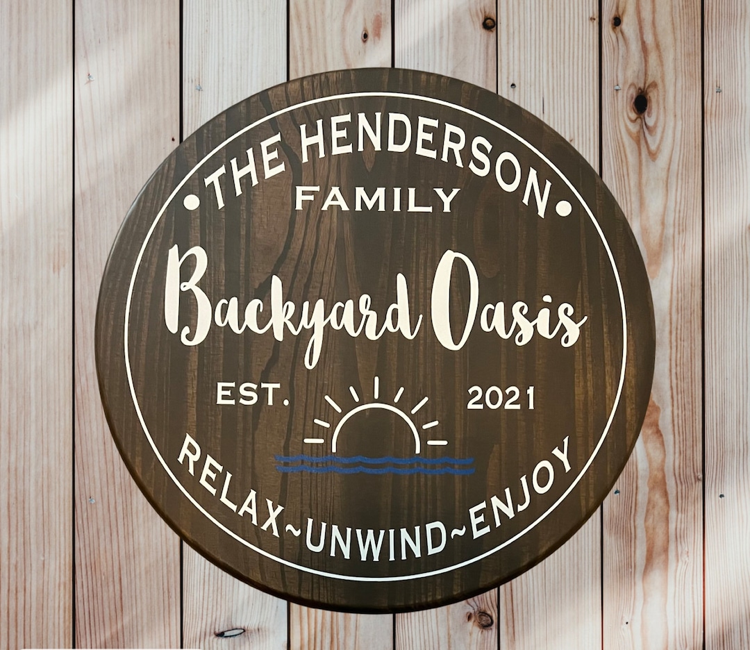 Backyard Oasis Sign | Backyard Paradise | Personalized Backyard Sign ...