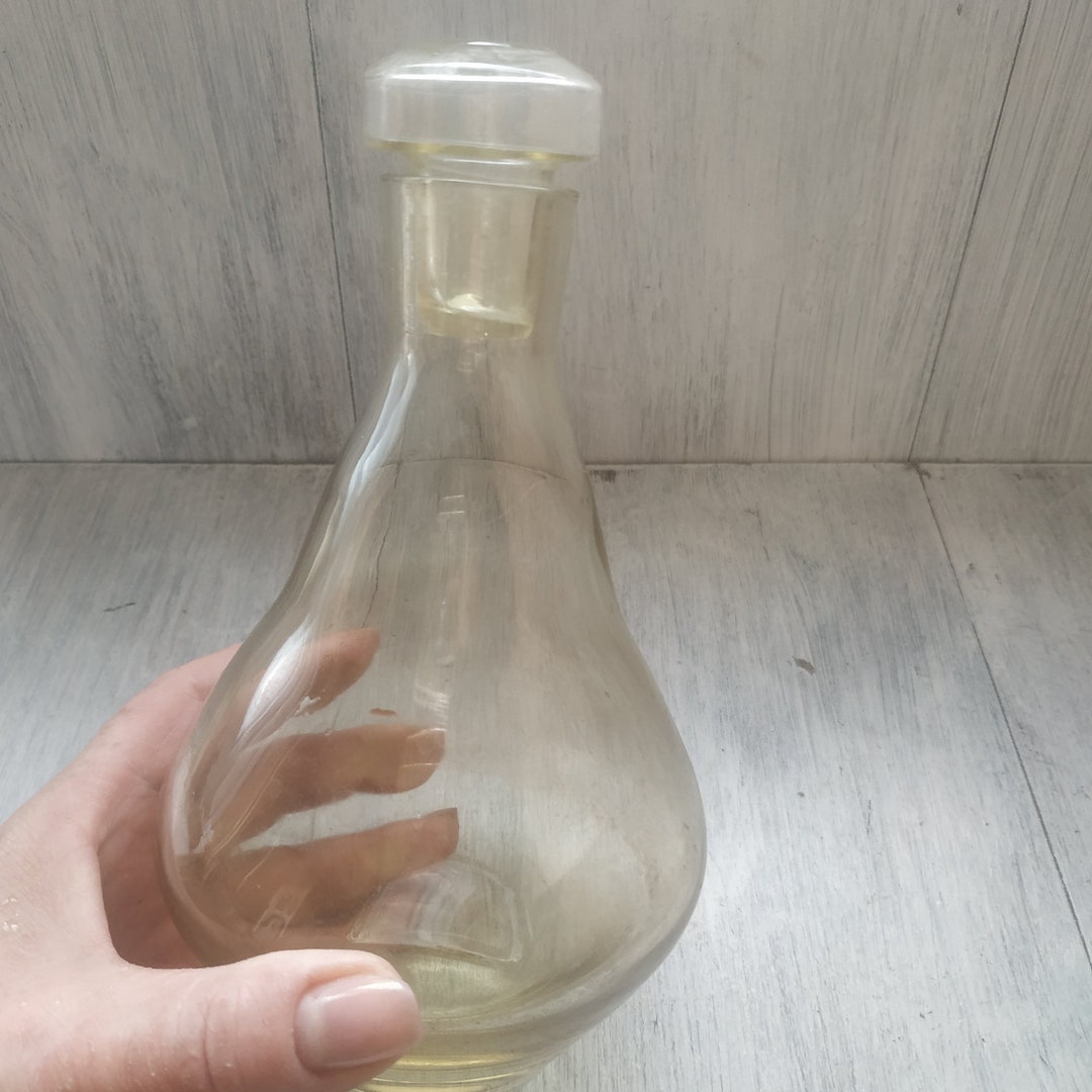 Vintage Glass Decanter With Lid Whiskey Liquor Pitcher Brown Cut Glass ...