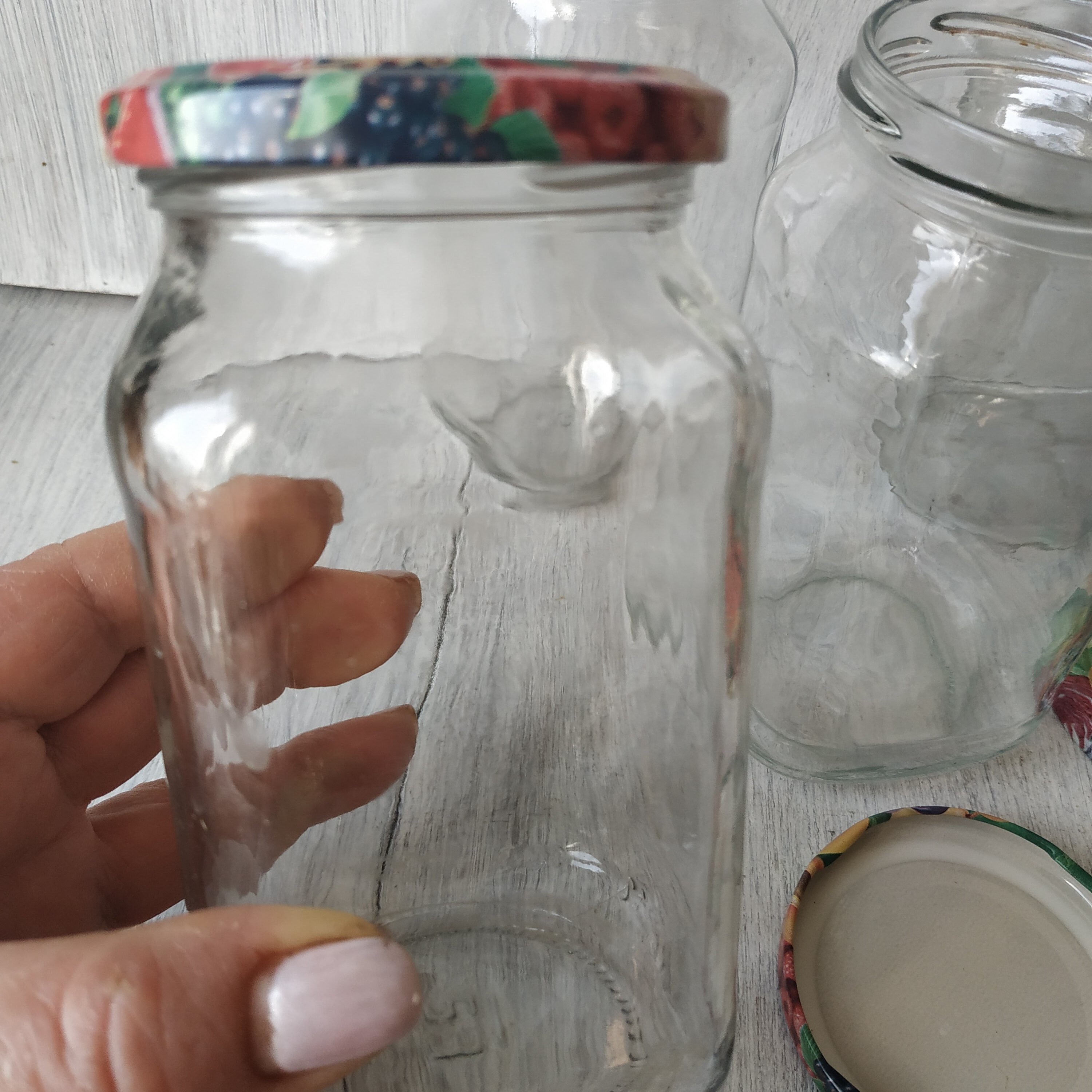 4pcs Vintage Glass Square Jars With Lid 450ml 15oz Preserve Food Jar ...