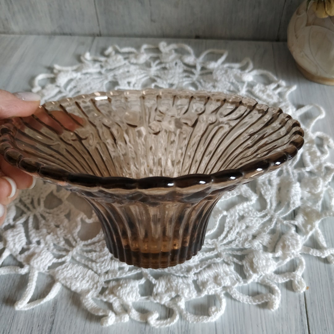 Vintage Beige Glass Bowl Soviet Clear Small Glass Dish Candy Dish ...