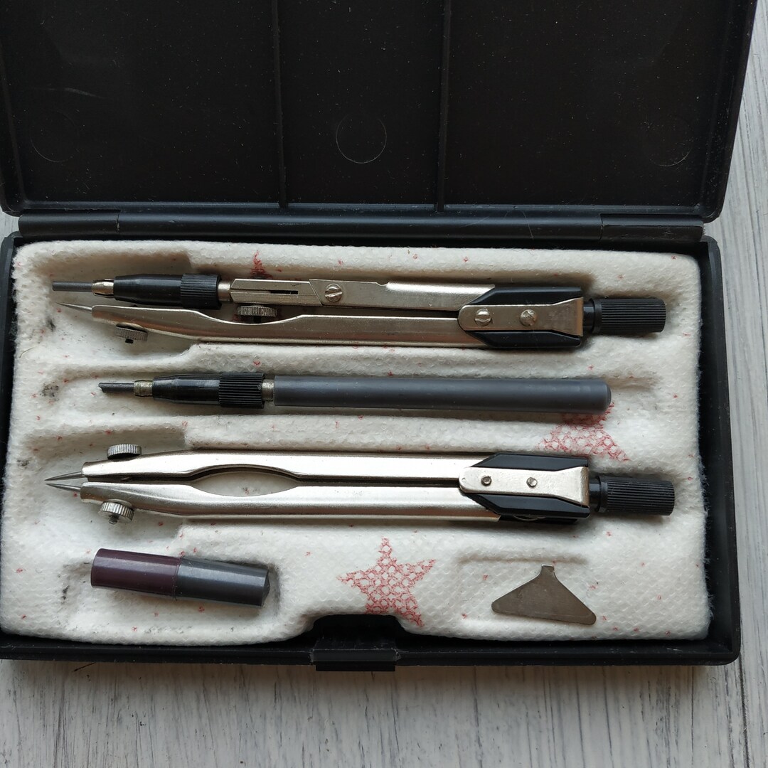 Vintage Soviet Set of Drafting Instruments USSR Tools Drawing Set ...