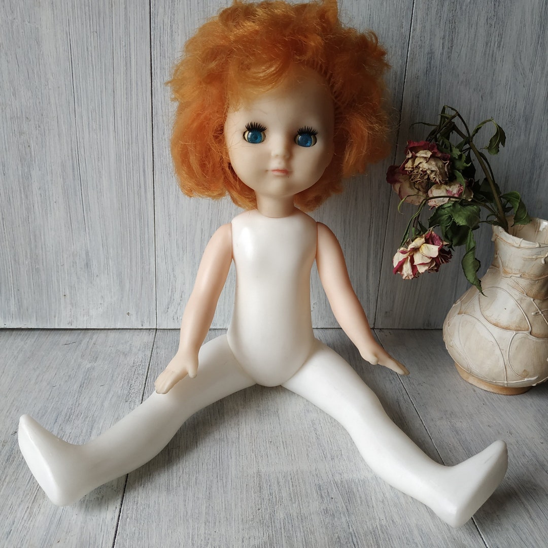 Vintage Soviet Doll Hard Plastic Doll Retro Girl-doll With Ginger Hair ...