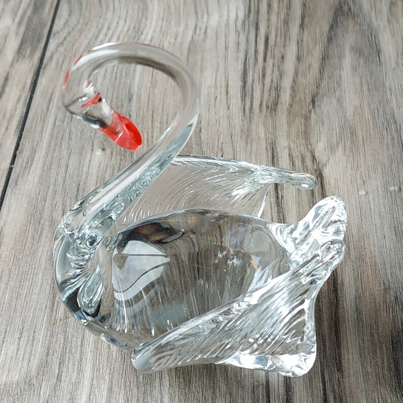 Vintage Glass Swans Wedding Small Glass Swan Czech Glass Collectible ...