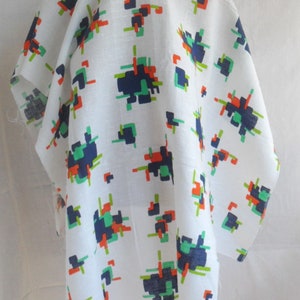 Geometric Pattern Vintage White Linen With Bright Summer Print - Etsy