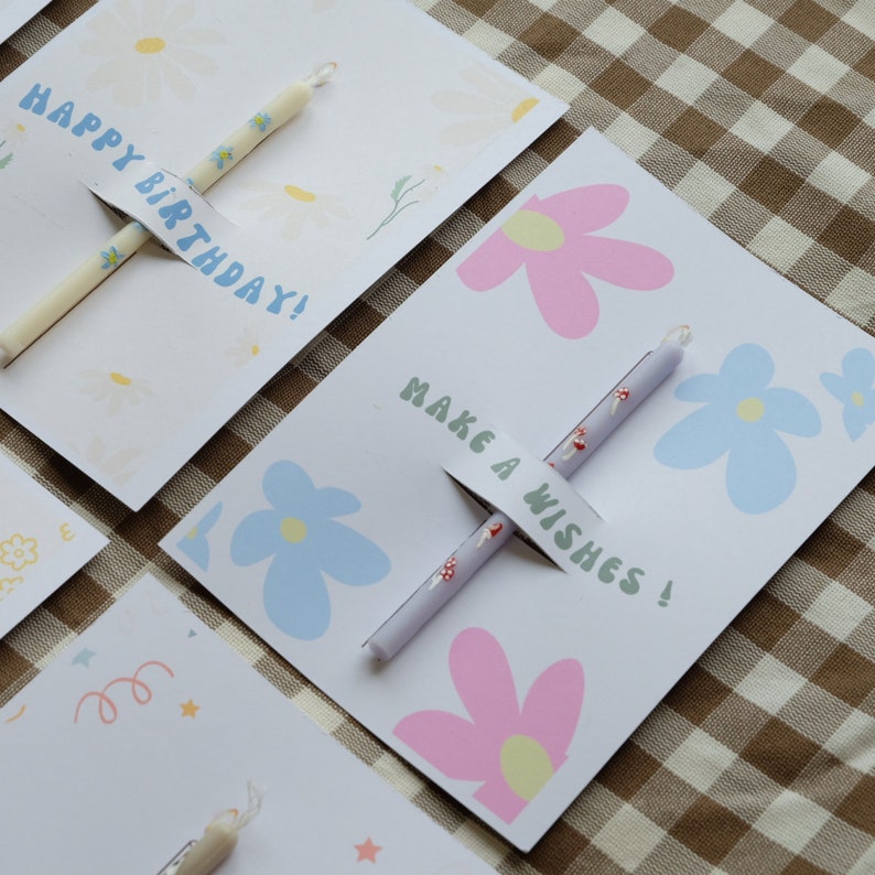 Birthday Card With Candle / Birthday Cards / Hand Painted Candle ...