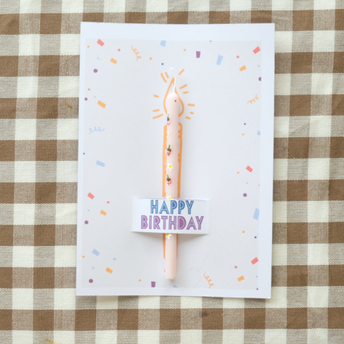 Birthday Card With Candle / Birthday Cards / Hand Painted Candle ...