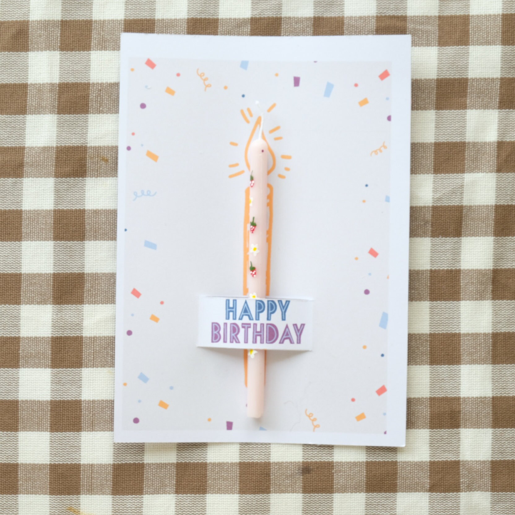 Birthday Card With Candle / Birthday Cards / Hand Painted Candle ...