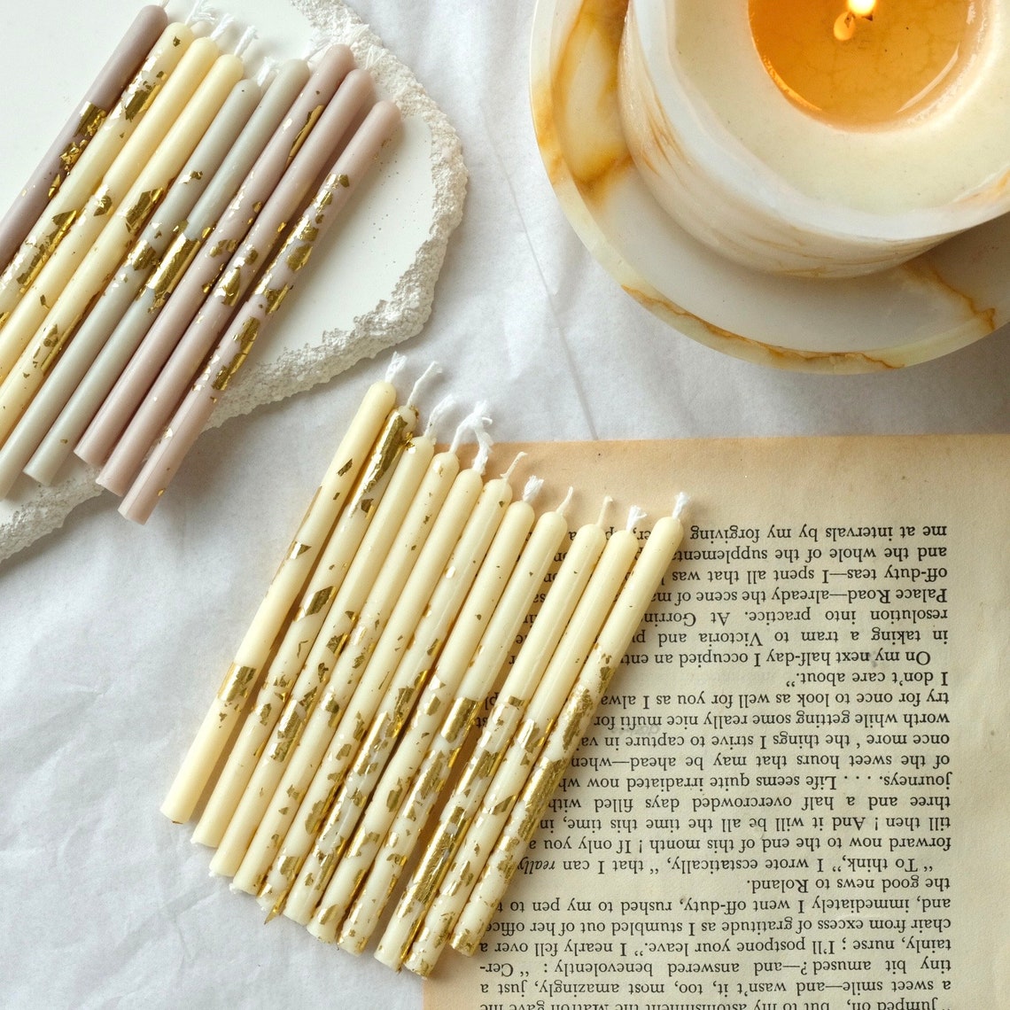 Birthday Candles With Gold Flakes/ Soy Wax / Cupcake Candles/ Bento ...