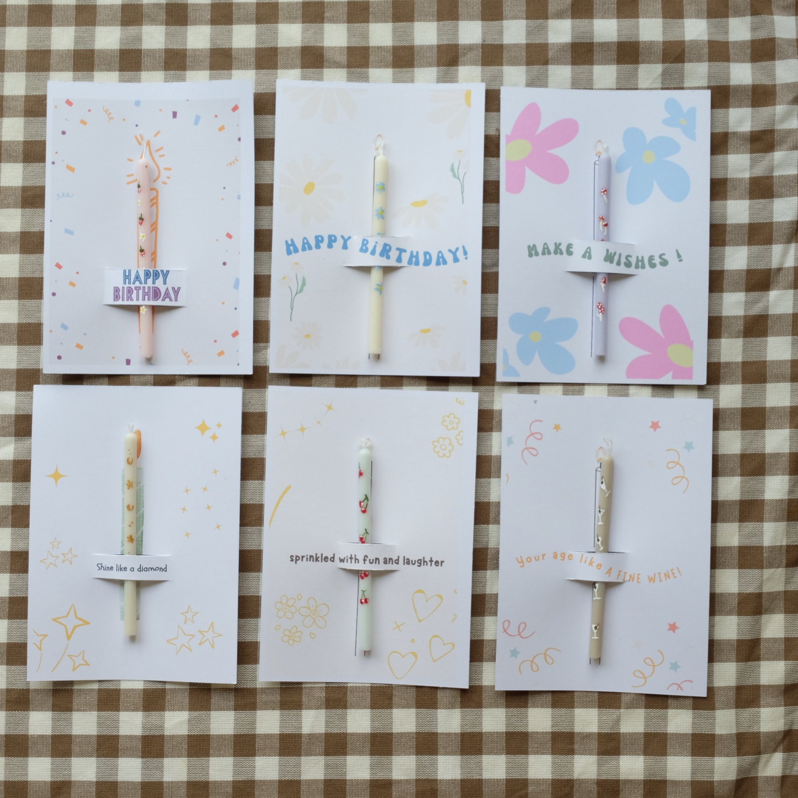 Birthday Card With Candle / Birthday Cards / Hand Painted Candle ...