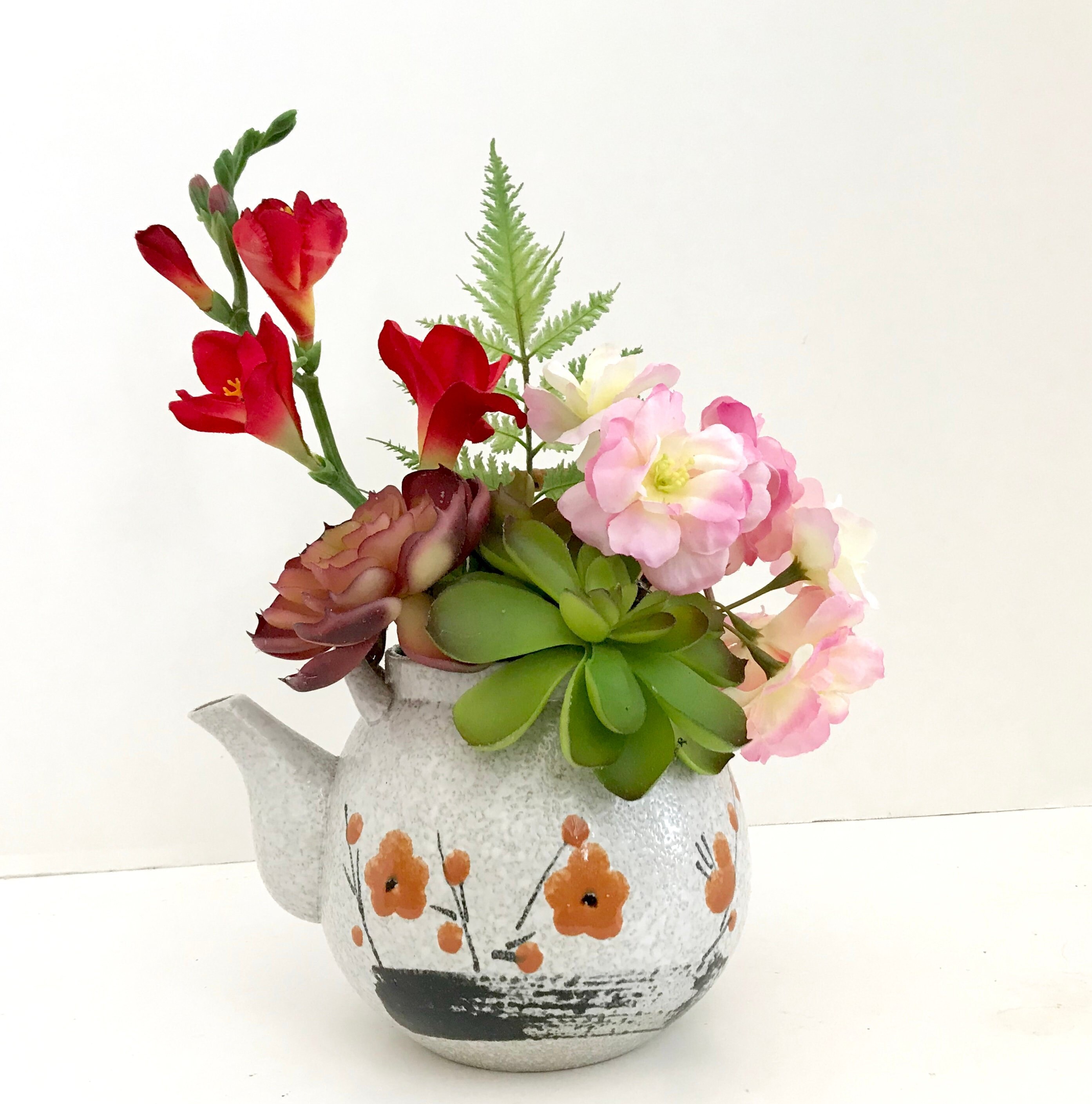 Decorative Planter in Ceramic Floral Teapot With Green Grass - Etsy