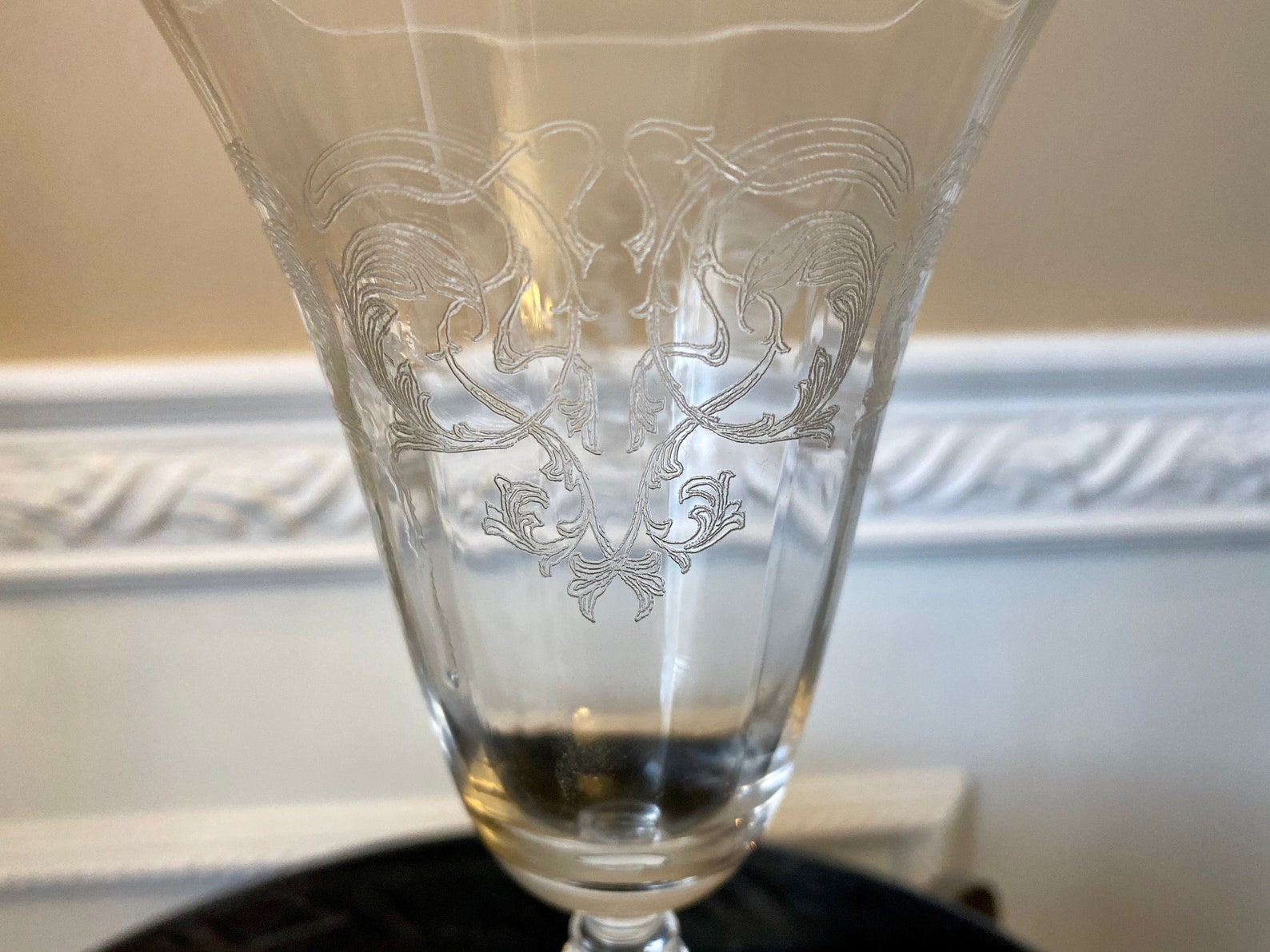Vintage Etched Scroll Paneled Stemware Water/wine 8 Ounce Goblet - Etsy