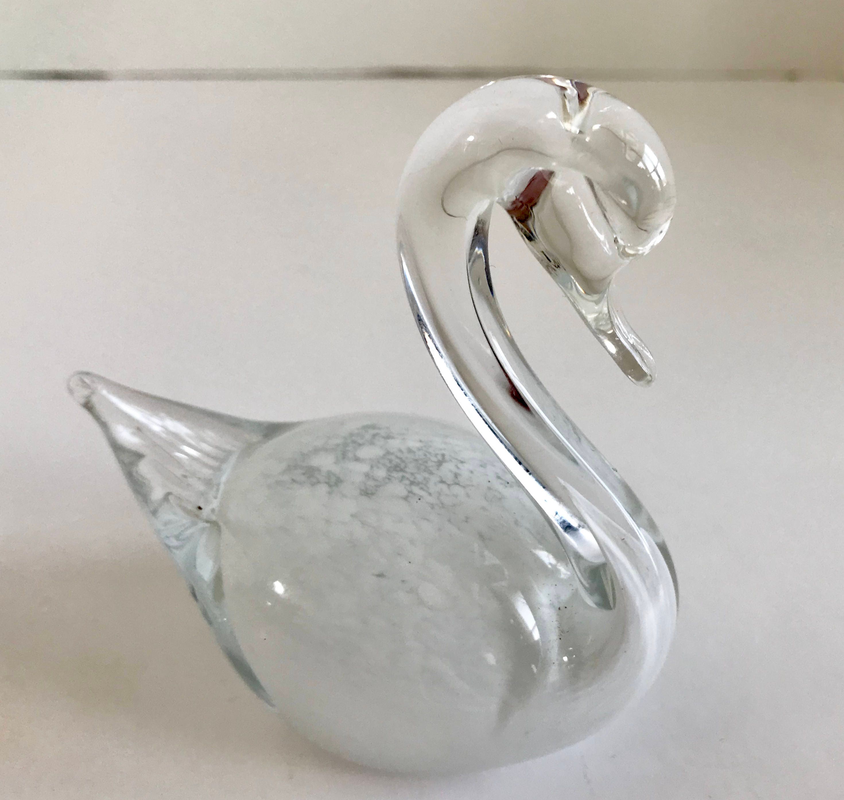 Marcolin Glass White and Clear Swan Made in Sweden - Etsy