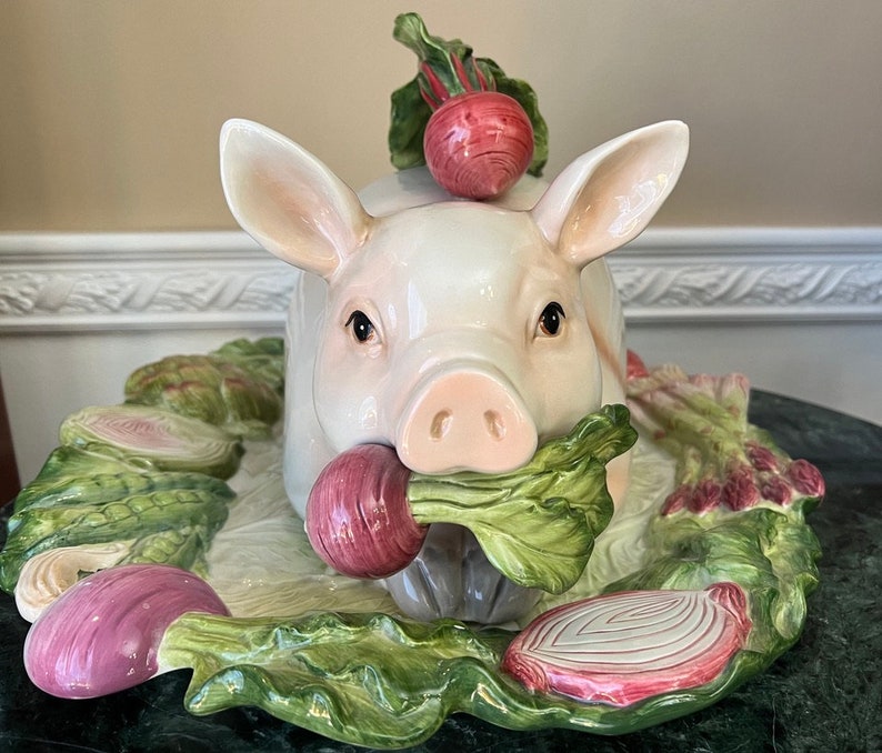 Vintage Fitz and Floyd French Market Pig Tureen With Platter - Etsy