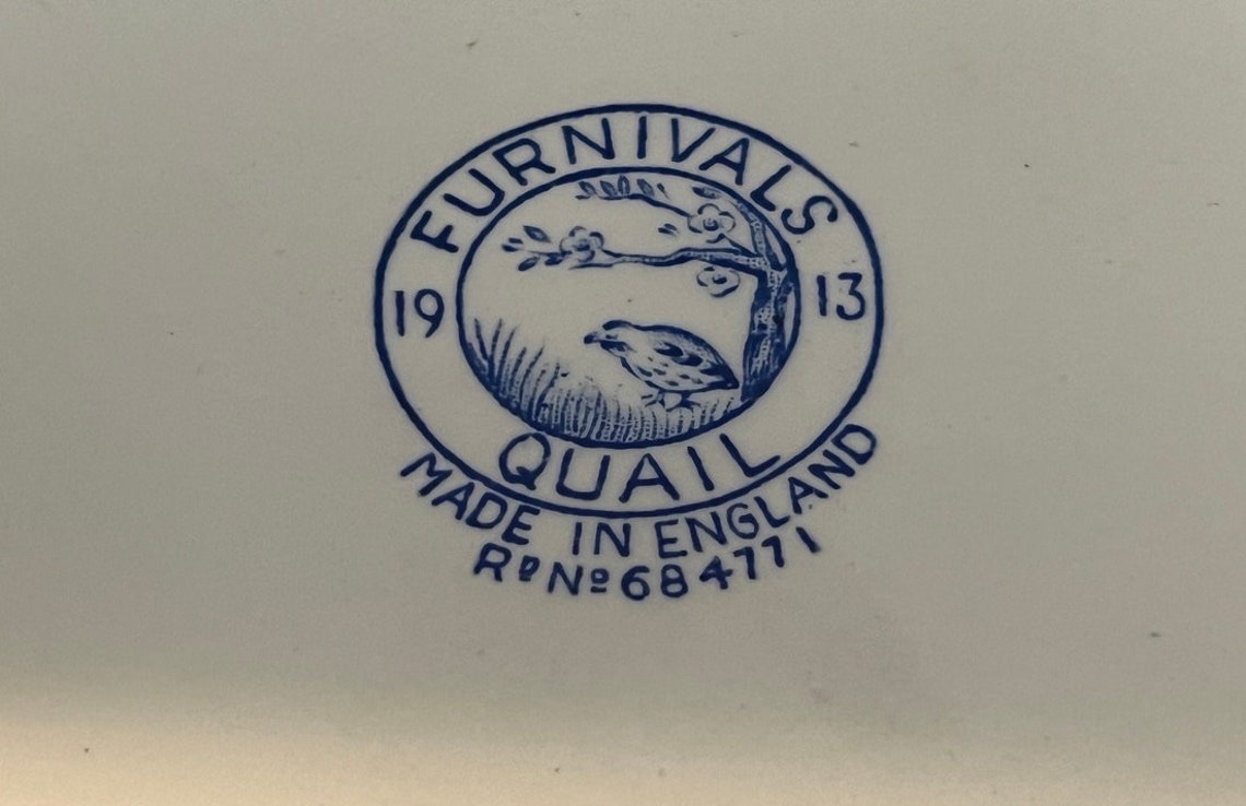 Antique Furnivals Quail English Blue White 12" Wide With Handles Tureen ...