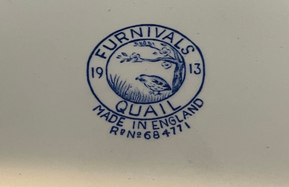Antique Furnivals Quail English Blue White 12" Wide With Handles Tureen ...