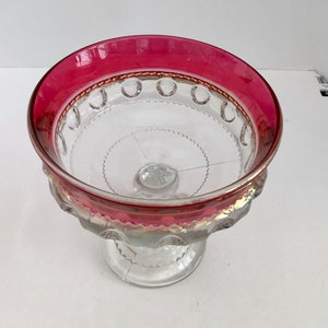 Vintage Indiana Glass Colony Ruby Red Thumbprint 7 1/2" Wedding Bowl ...