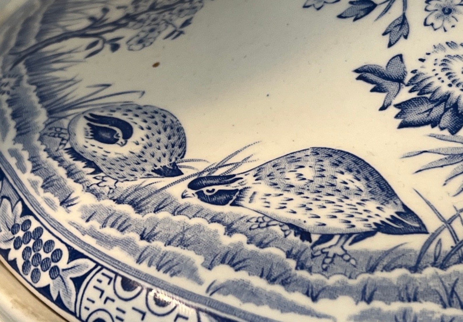 Antique Furnivals Quail English Blue White 12" Wide With Handles Tureen ...