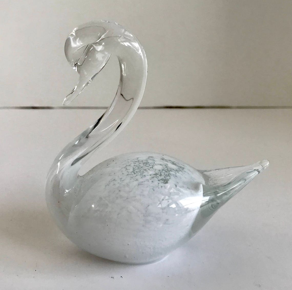 Marcolin Glass White and Clear Swan Made in Sweden - Etsy