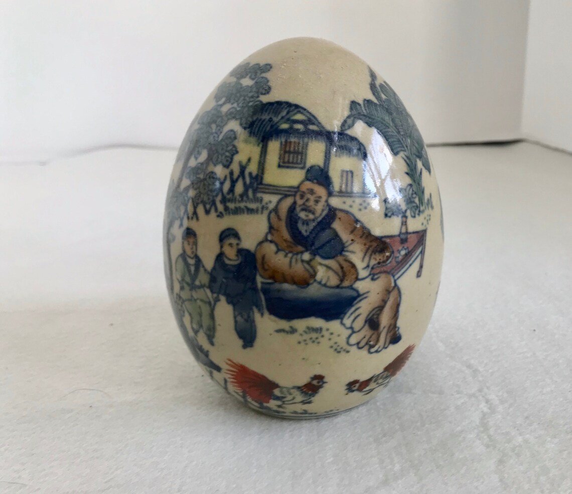 Bombay China 5 1/2 Decorative Egg With Chinese Design | Etsy