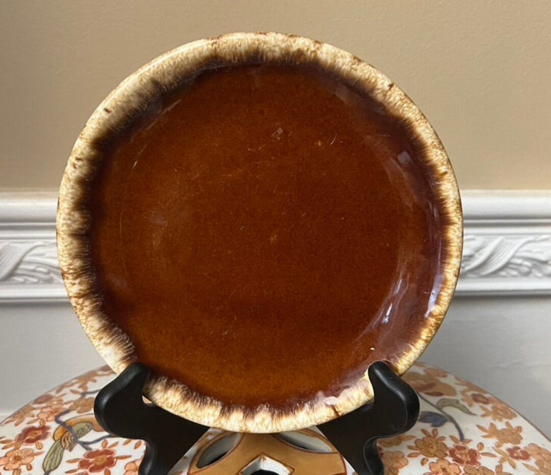 Vintage Hull Ovenproof USA Brown Drip Glaze 6" Salad/bread Plate - Etsy