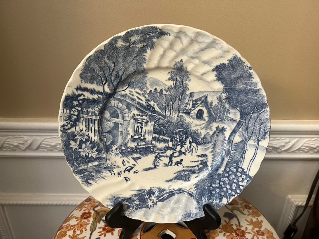 Vintage Rossini Country French Blue and White 9" Dinner Plate - Etsy