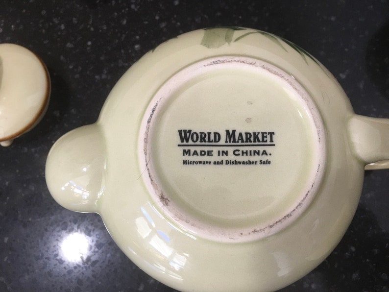 World Market Green Bamboo Tea Set With 3 Cup Teapot & 3 Matching Cups ...