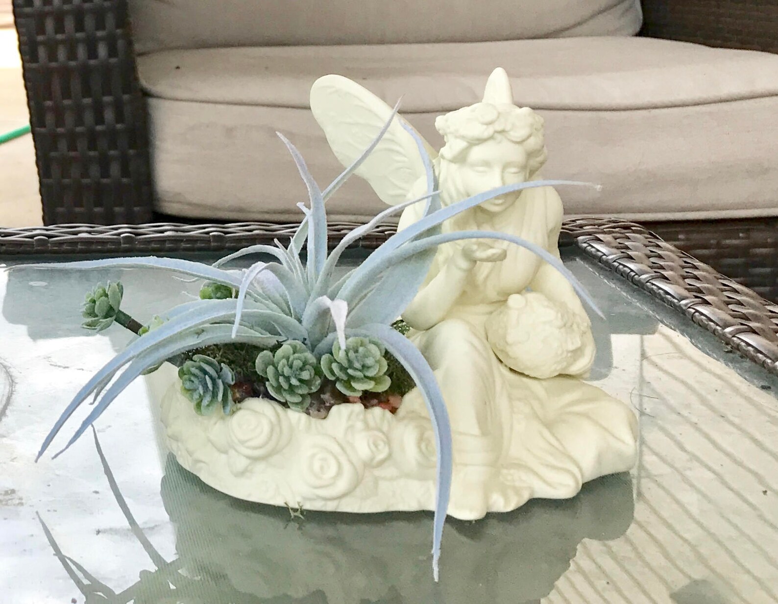 Decorative Planter Ceramic White Seated Angel With Flower | Etsy