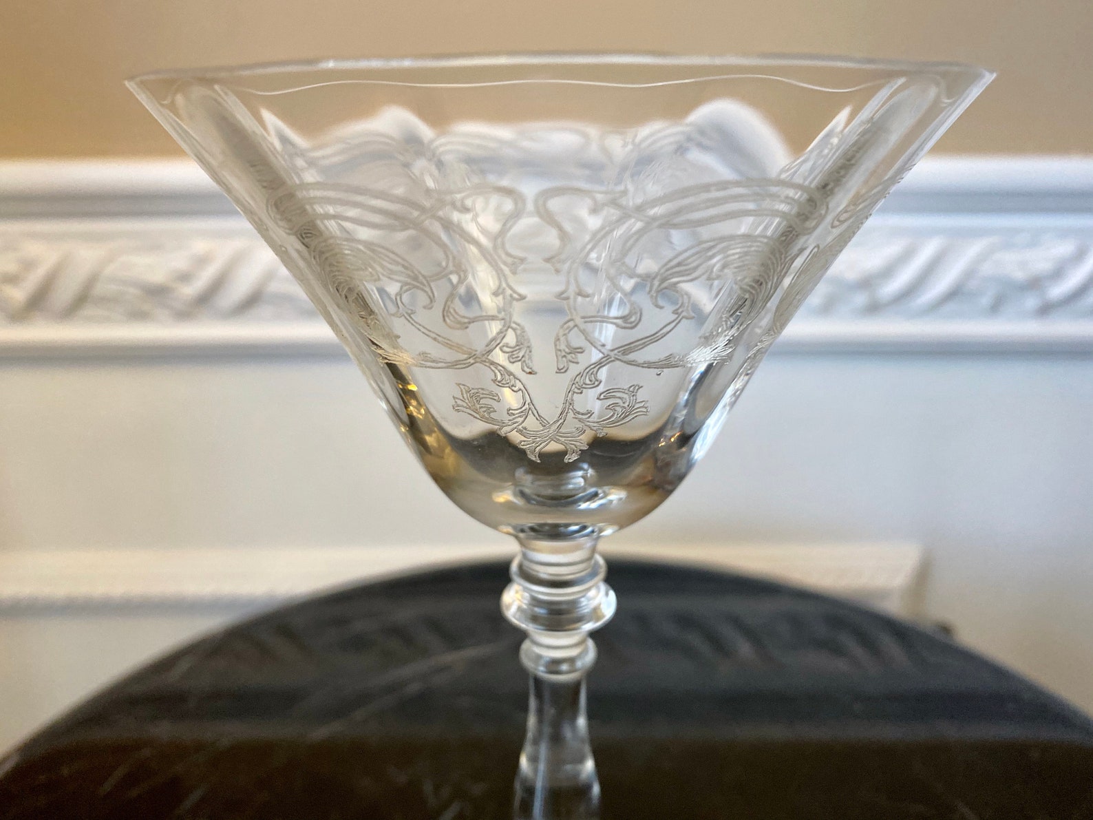 Vintage Etched Scroll Paneled Stemware 4 Ounce Champagne Glass - Etsy