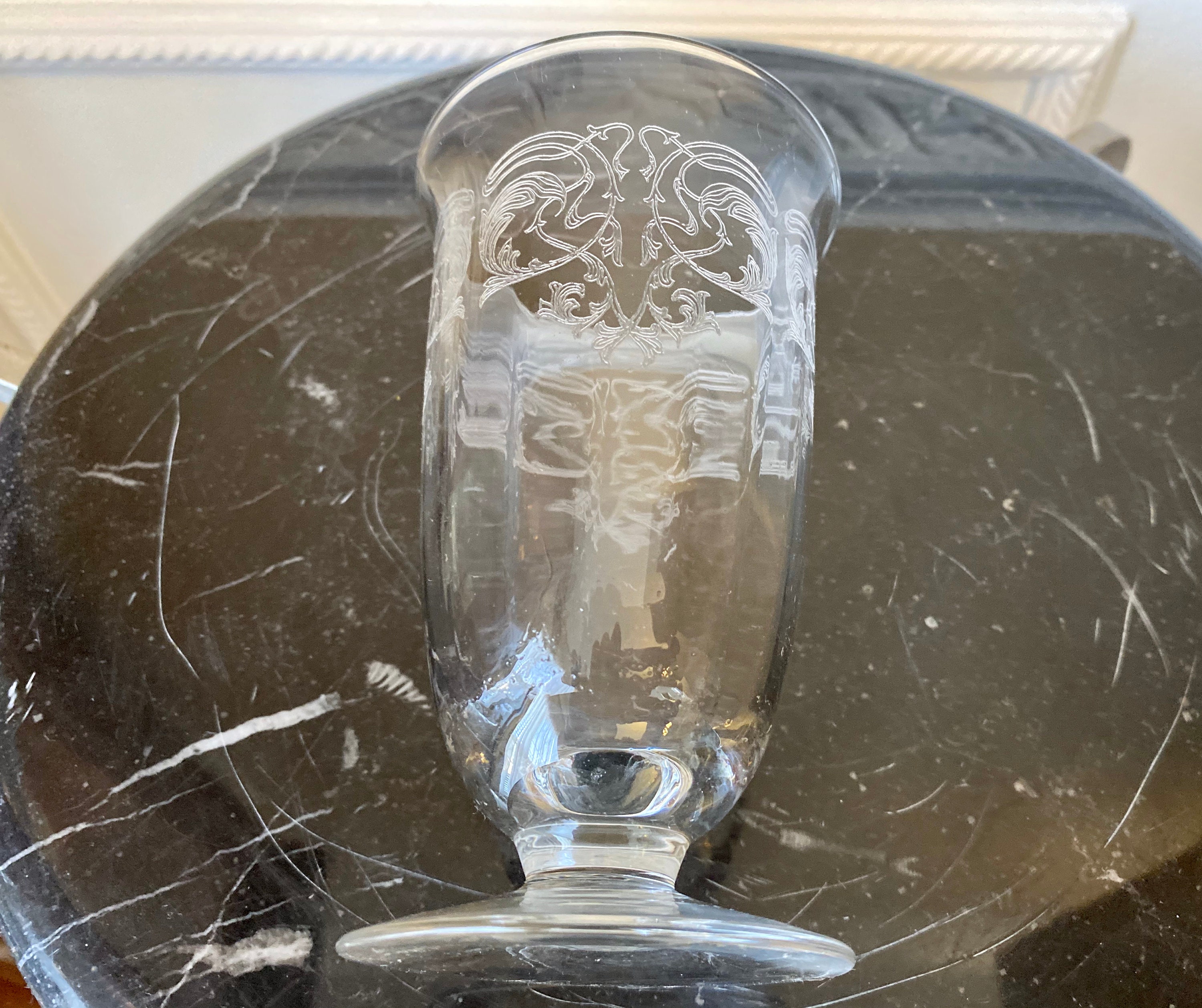 Vintage Etched Scroll Paneled Stemware 10 Ounce Juice/water Glass - Etsy
