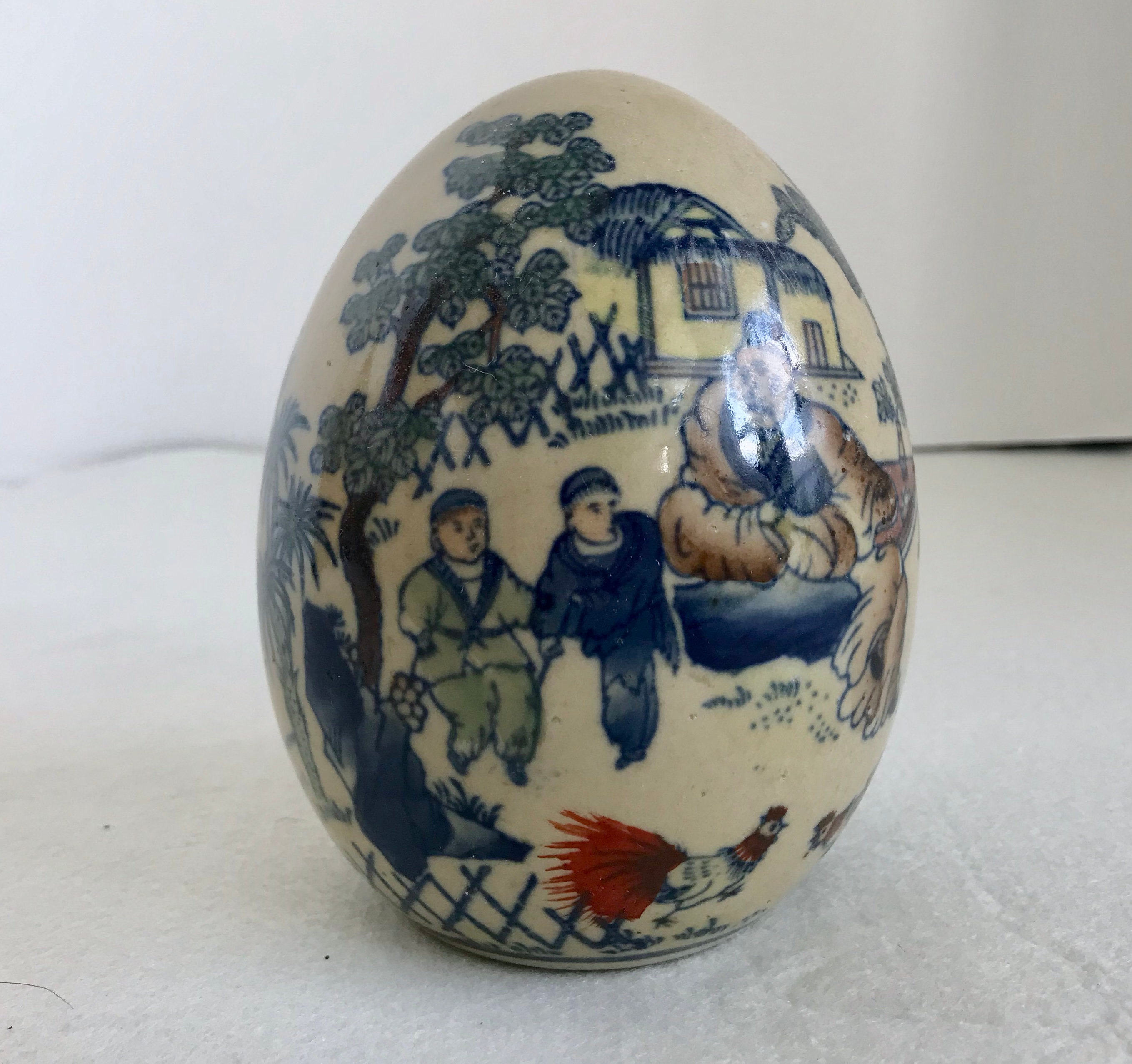 Bombay China 5 1/2 Decorative Egg With Chinese Design | Etsy