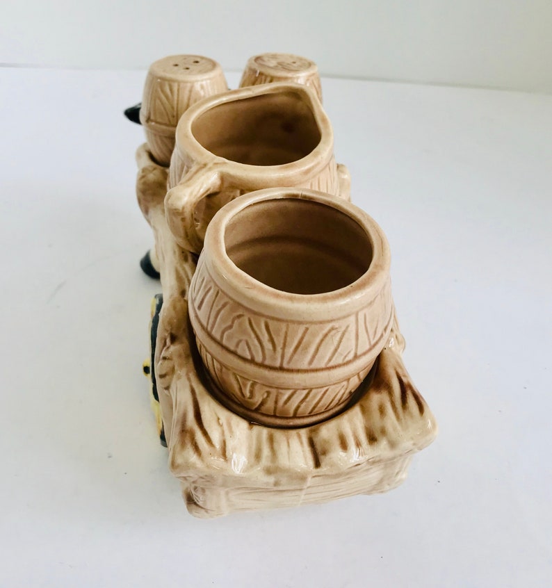 Vintage Ceramic Cow And Cart Salt And Pepper Creamer And Sugar | Etsy