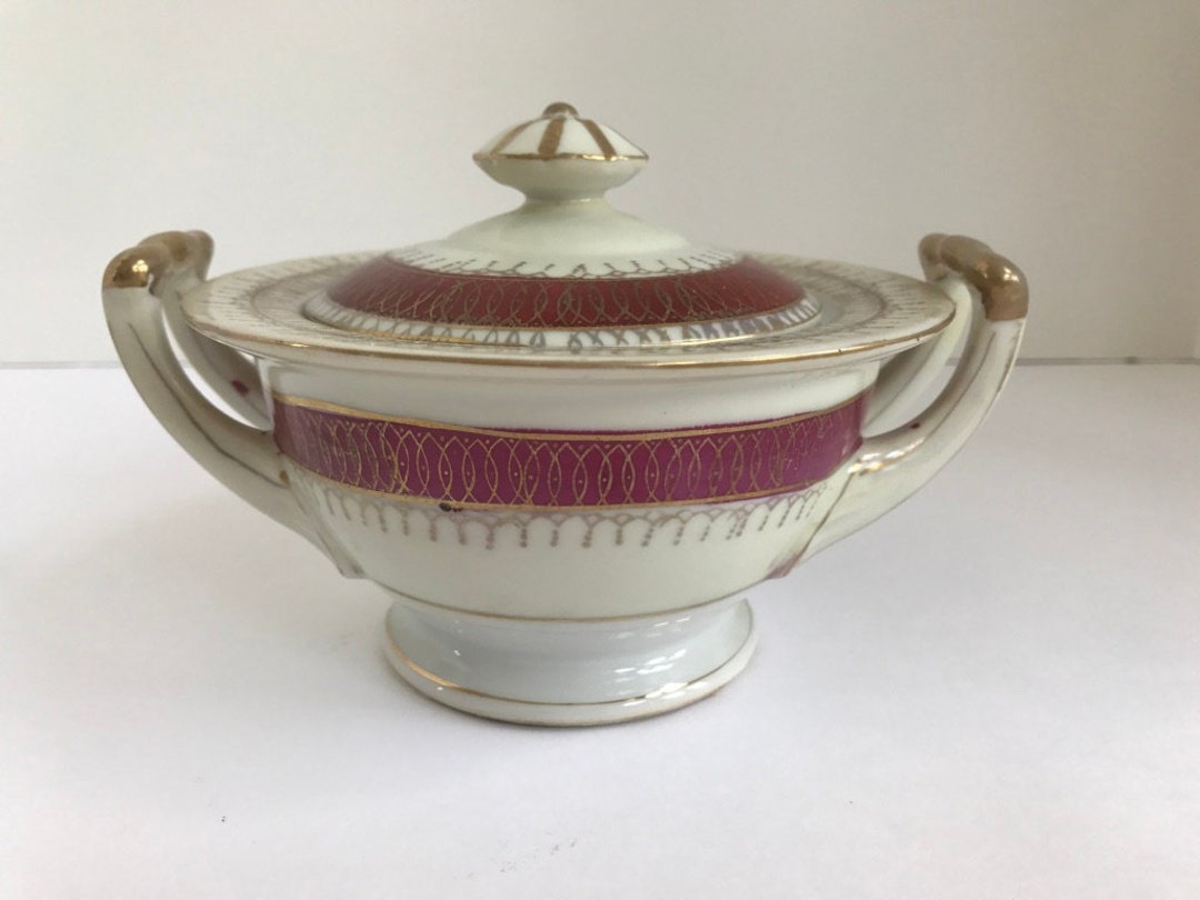 Fuji China Made in Occupied Japan Rare Burgundy and White Eggshell ...