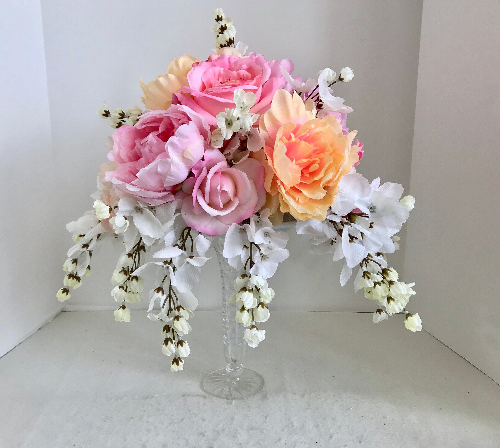 Floral Arrangement Centerpiece with Multi-Colored Silk Flowers | Etsy