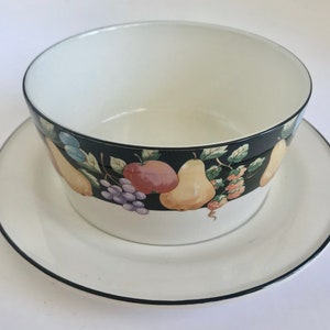 Sango Fanciful Fruit 3968 5 1/4" Round Gravy Boat With Underplate - Etsy