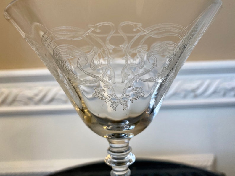Vintage Etched Scroll Paneled Stemware 4 Ounce Champagne Glass - Etsy